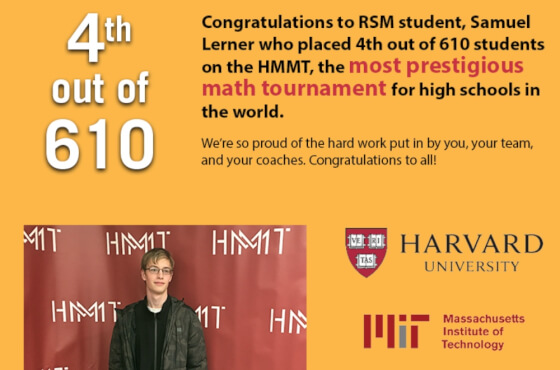 RSM Student Places at Harvard MIT Mathematics Tournament